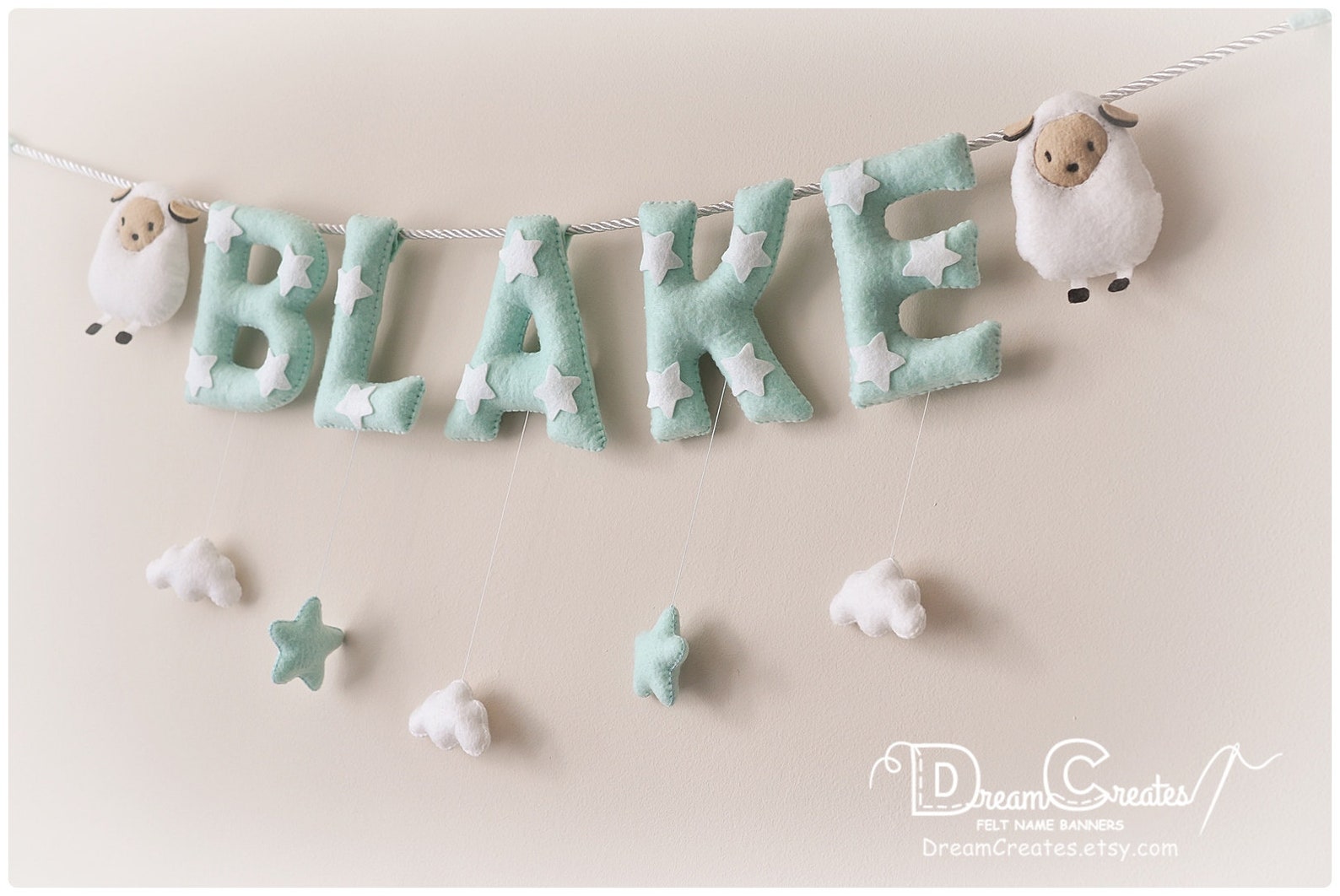 Nursery Decor Baby Wall Art Child Name Sign Light Aqua | Etsy