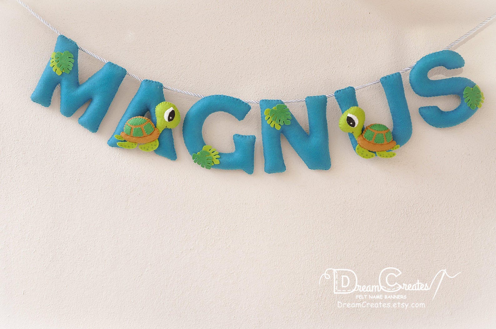 Baby Name Sign, Turtles Nursery Decor, Felt Name Banner, Baby Shower ...