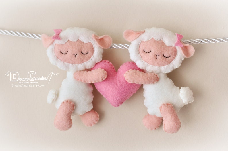 Baby Name Sign Sheep Nursery Decor Felt Name Banner Baby - Etsy