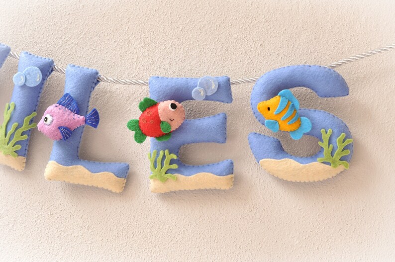 Fishing Boy Nursery Decor, Felt Name Banner, Baby Name Sign - Etsy