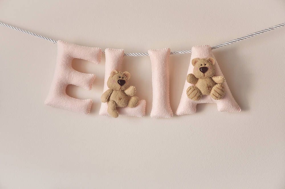 Felt Name Banner, Little Teddy, Teddy Nursery Decor, Personalized Gift ...