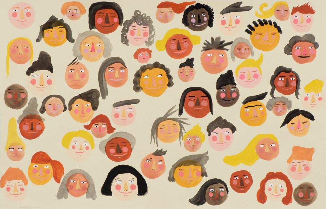 Faces on Beige - Etsy