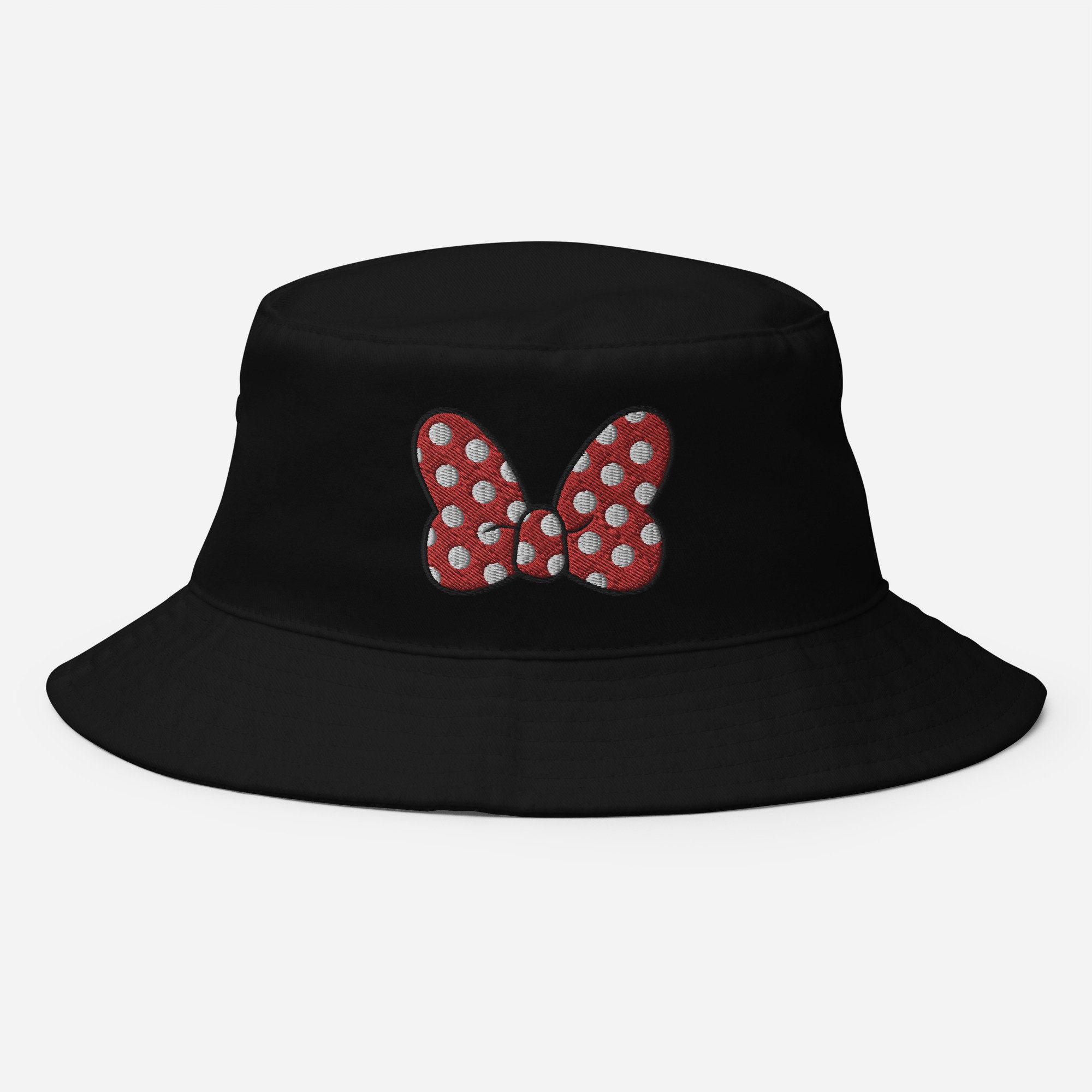 Minnie Mouse Bow Embroidered Bucket Hat 3 Colors Theme Park Bucket Hat ...