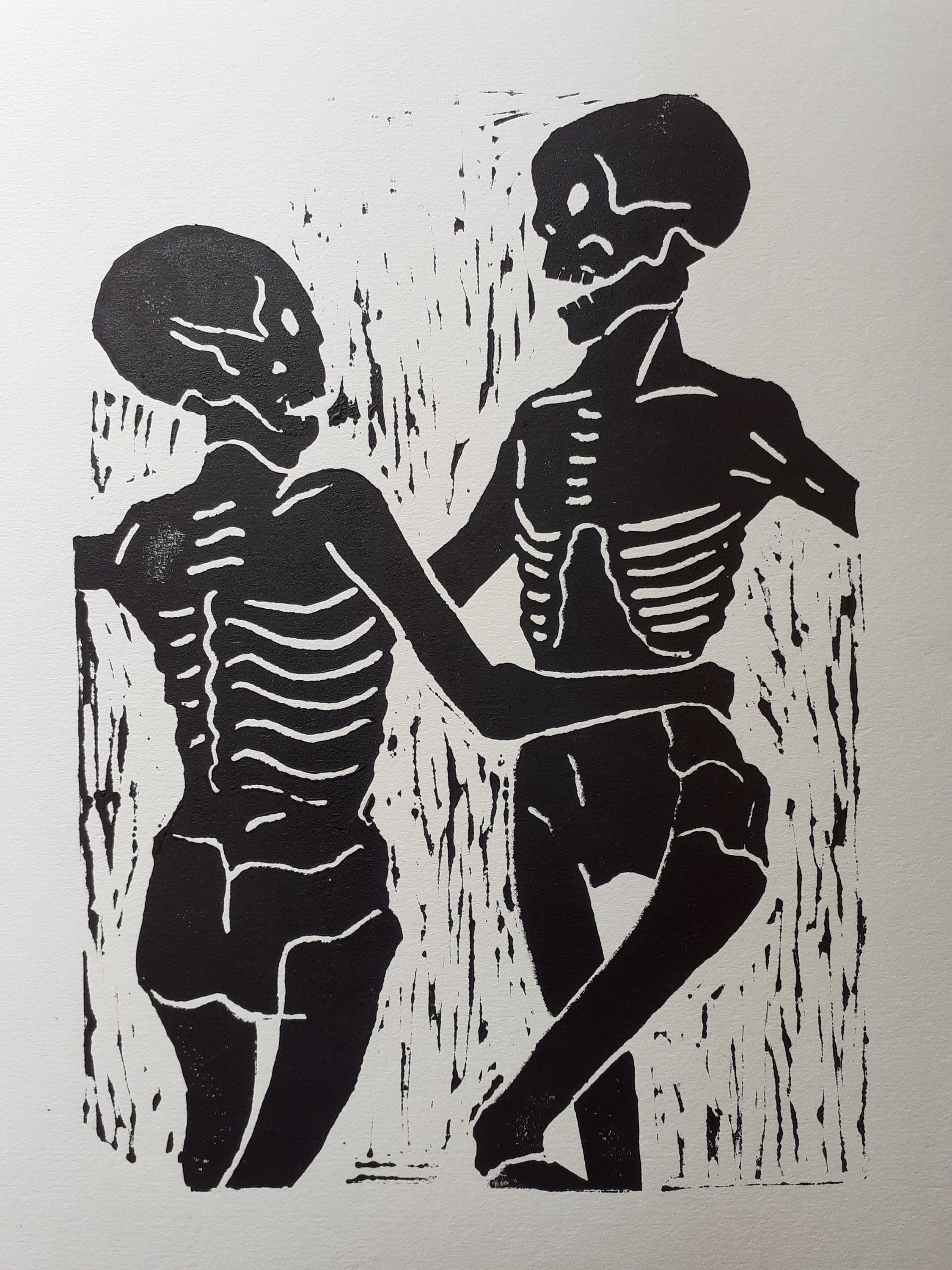 Black Skeletons Skeleton Lino Cut Skeleton Lino Print Free - Etsy UK