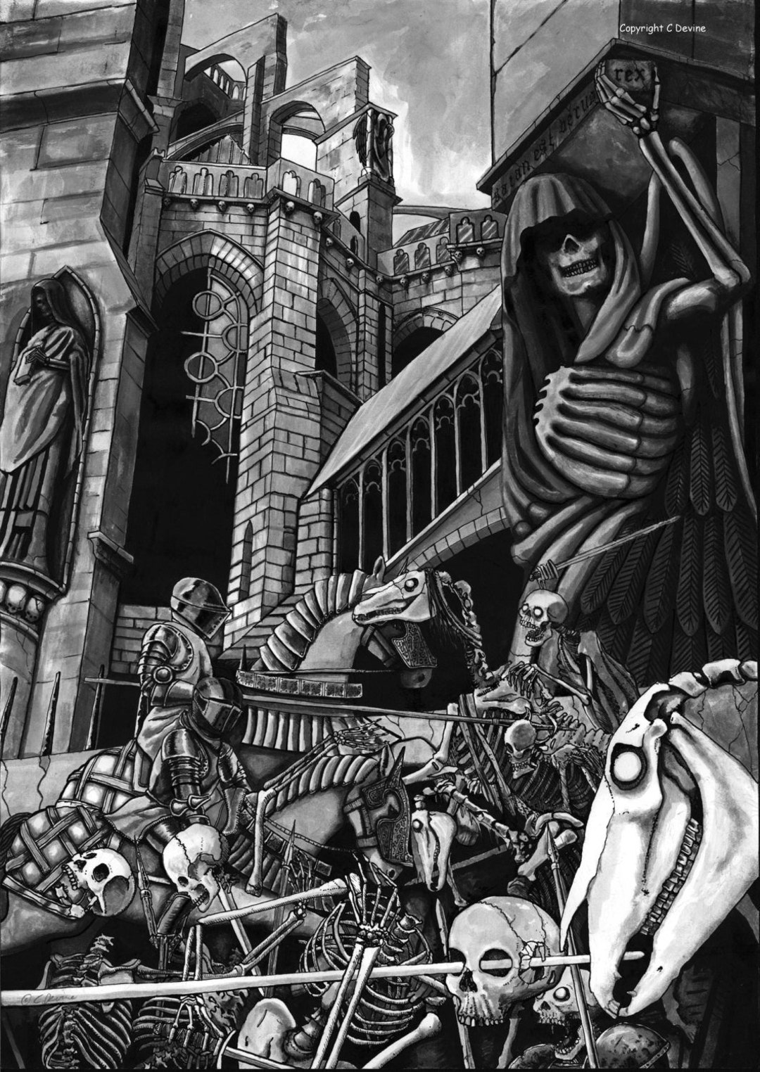 Skeletons A3 Poster/ Gothic Print/ Occult Art/ Hell Print/ Satanic ...