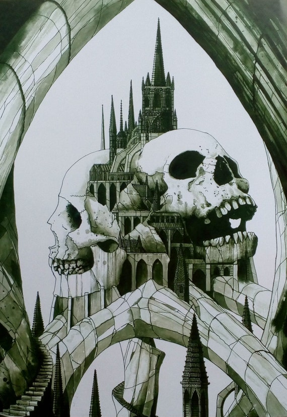 SKULL LANDSCAPE A4 Print Skull Picture Skull Print Gothic - Etsy