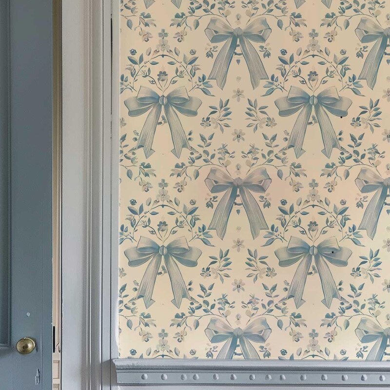 Blue Bow Wallpaper for Room - Etsy