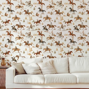 Western Cowboy Wallpaper Mural: Old West Peel and Stick Accent Wall - Etsy