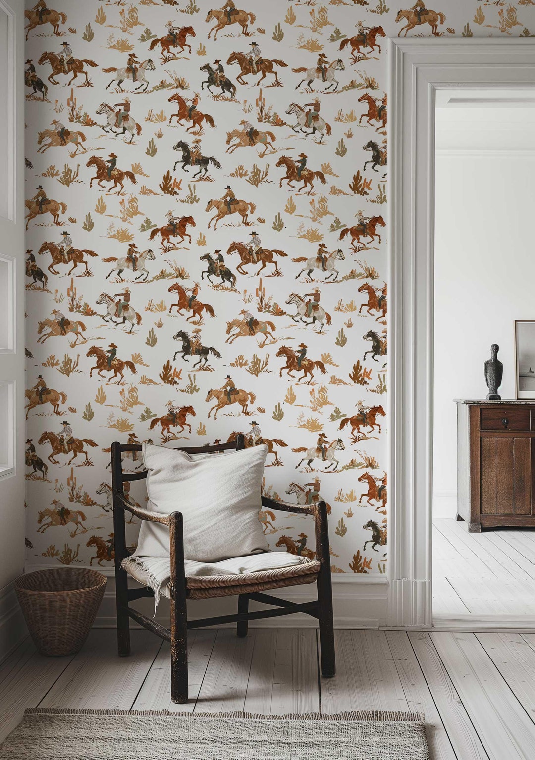 Western Cowboy Wallpaper Mural: Old West Peel and Stick Accent Wall - Etsy