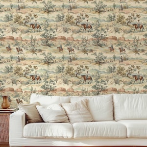 Western Cowboy Wallpaper Mural: Rustic Peel and Stick Wall Decor Pv41 ...