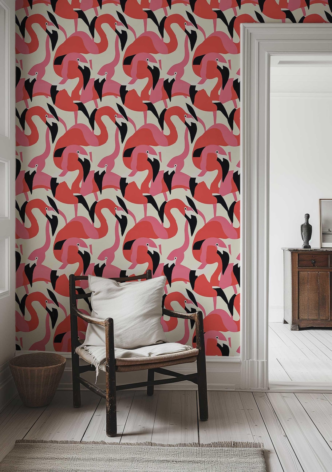 Bold Pink Flamingo Wallpaper Mural - Tropical Peel and Stick - Etsy UK