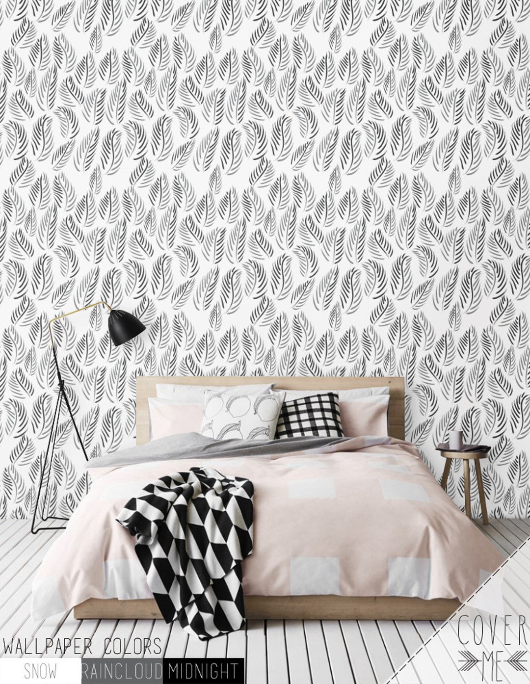 Leaf Removable Wallpaper / Nursery Self Adhesive Wallpaper / Leaf Wall ...