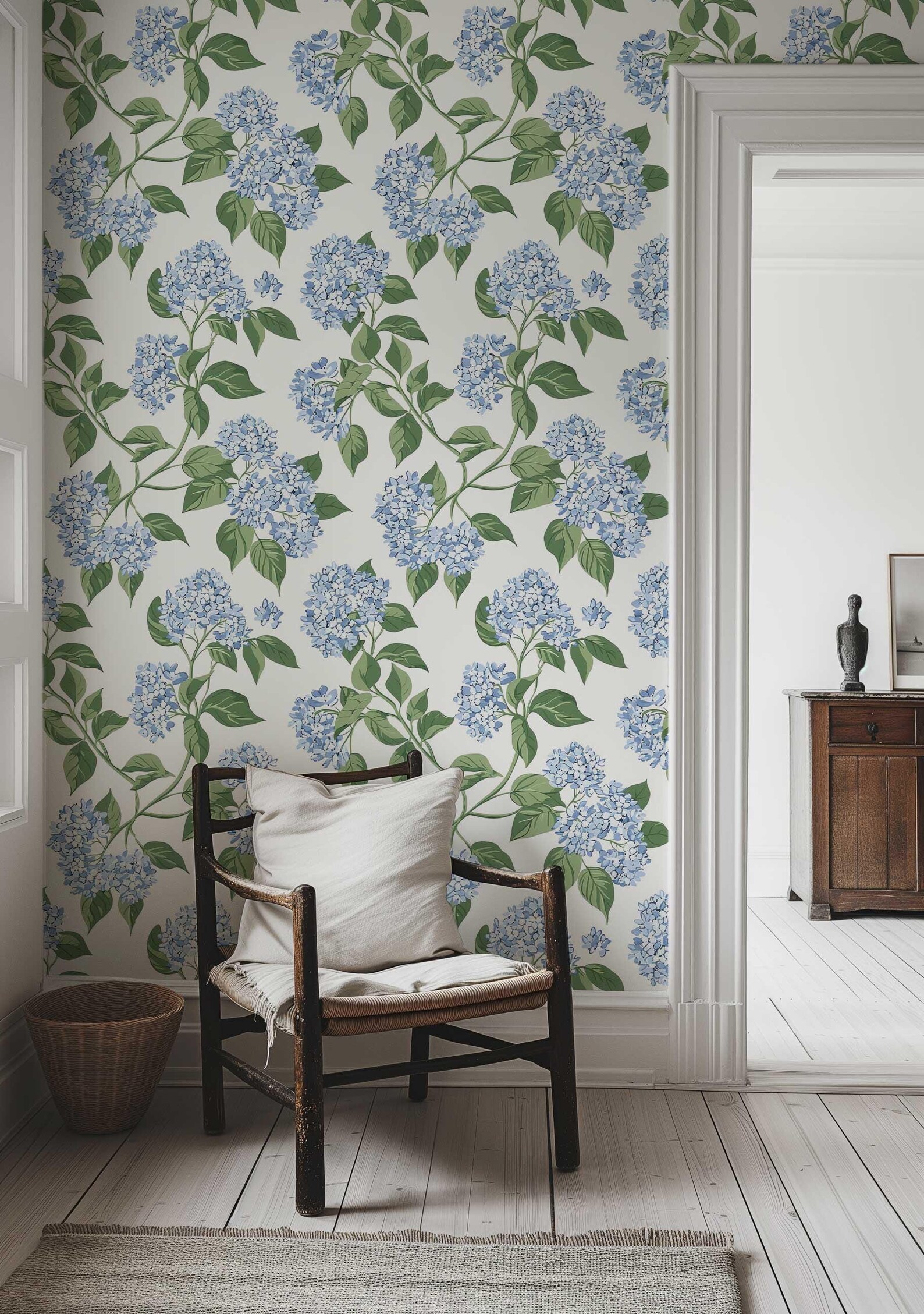 Hydrangea Peel and Stick Wallpaper | Removable Blue Floral Wall Mural ...