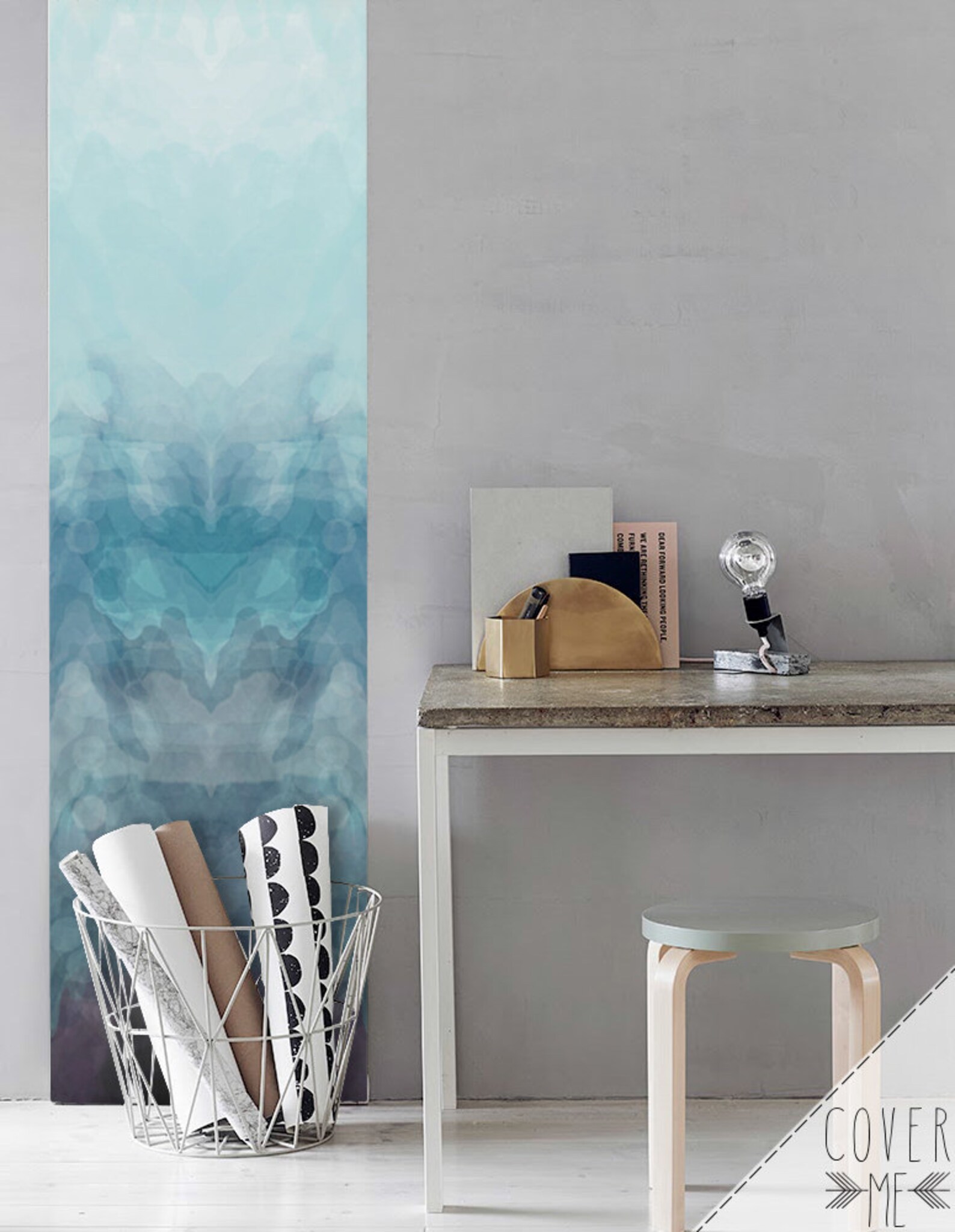 Blue Removable Wallpaper / Ombre Self Adhesive Wallpaper / Nursery Wall ...