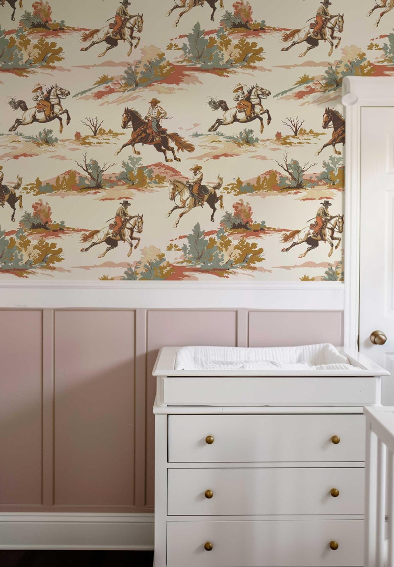 Western Cowboy Peel and Stick Wallpaper Mural, Wild Wild West Temporary ...