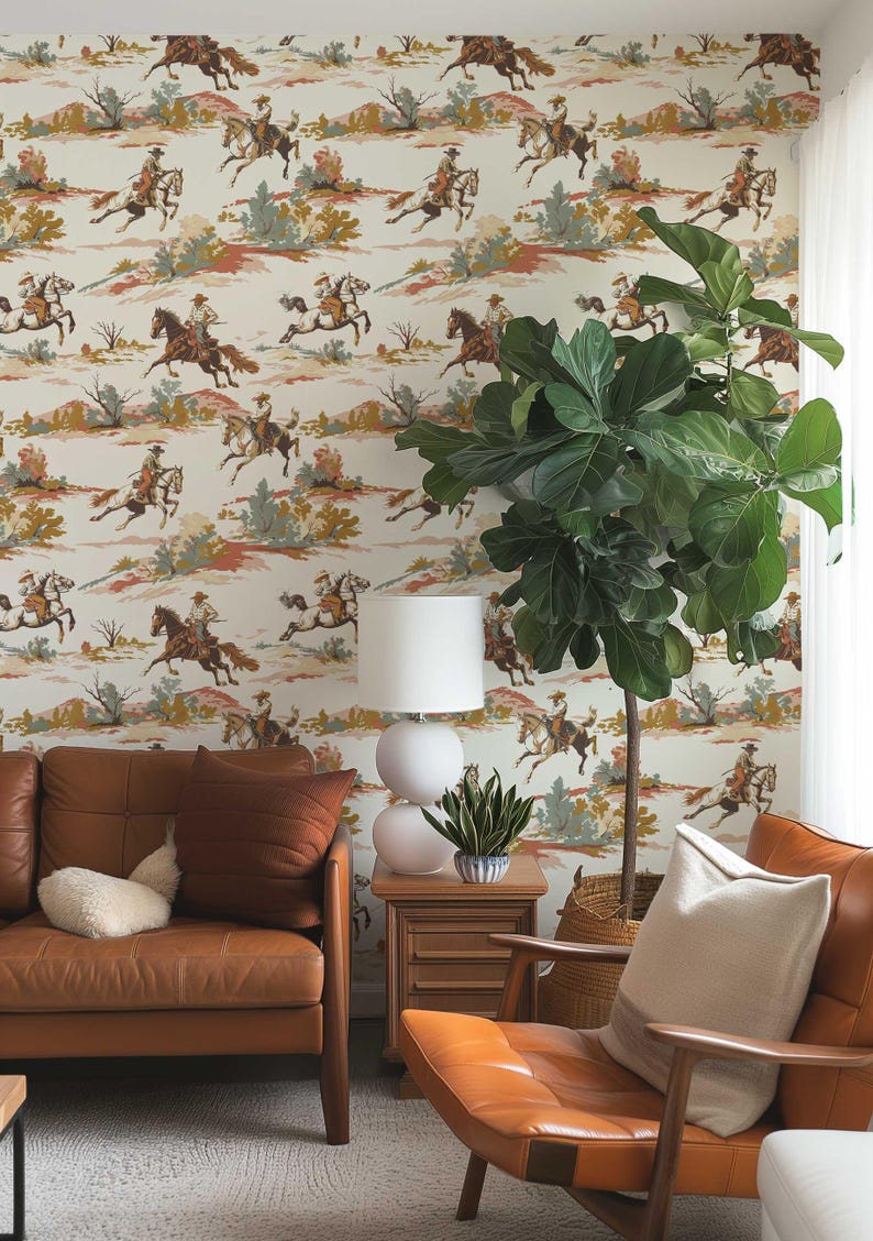 Cowboy Horse Peel and Stick Wallpaper Mural, Western Nursery Decor 089 ...