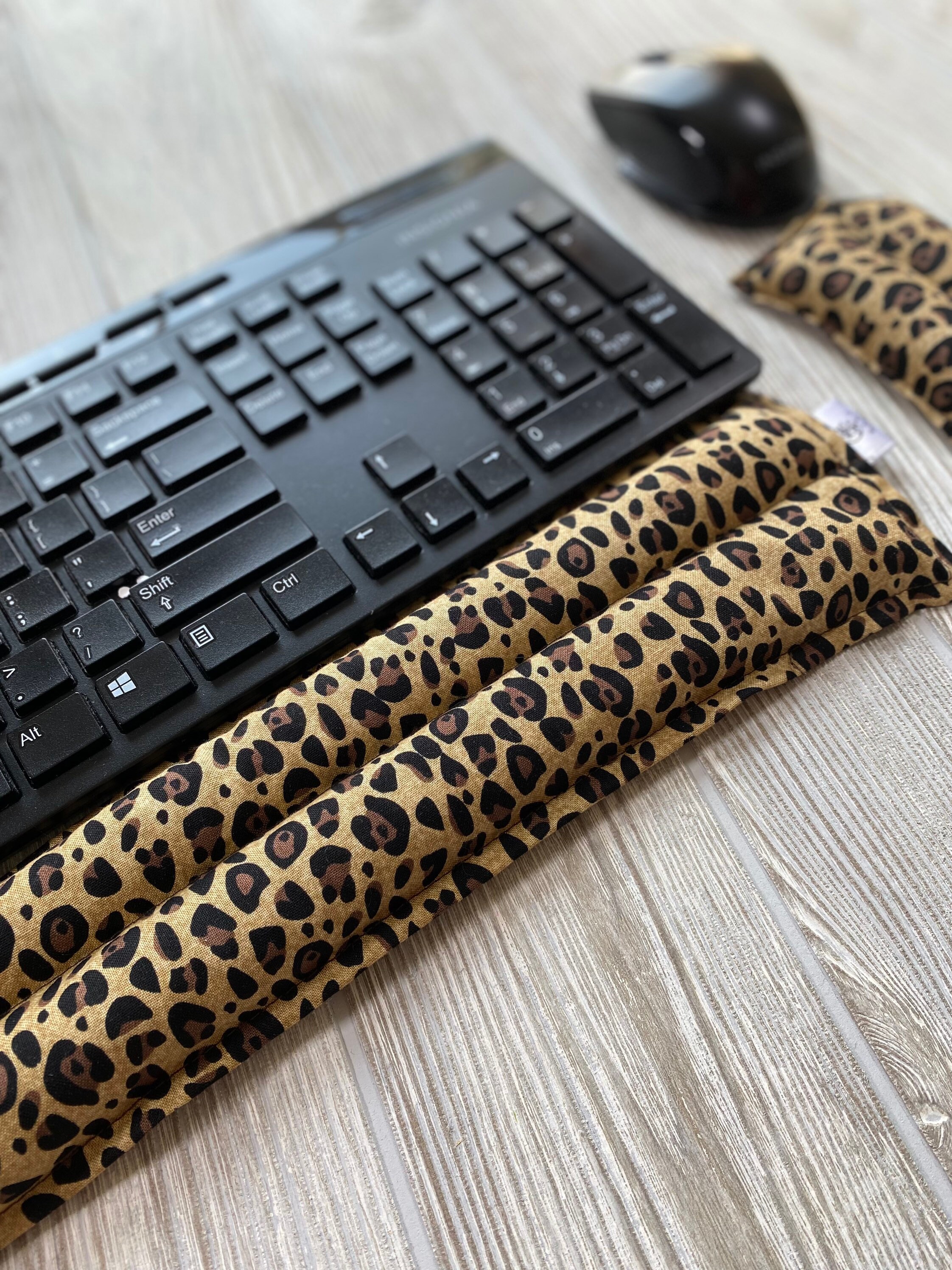 Leopard Print Desk Accessory- Keyboard and Mouse Wrist Rest Set- Animal ...