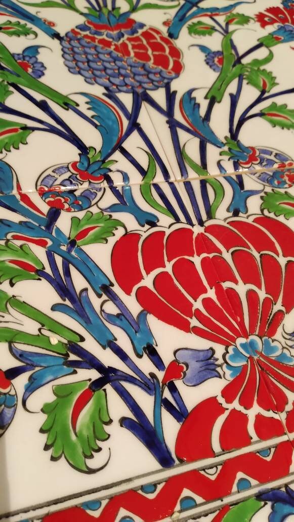 Handpainted Turkish Tile Wall Panel - Etsy