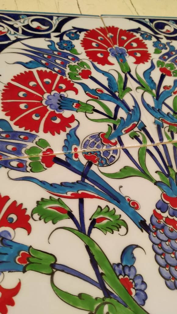 Handpainted Turkish Tile Wall Panel - Etsy