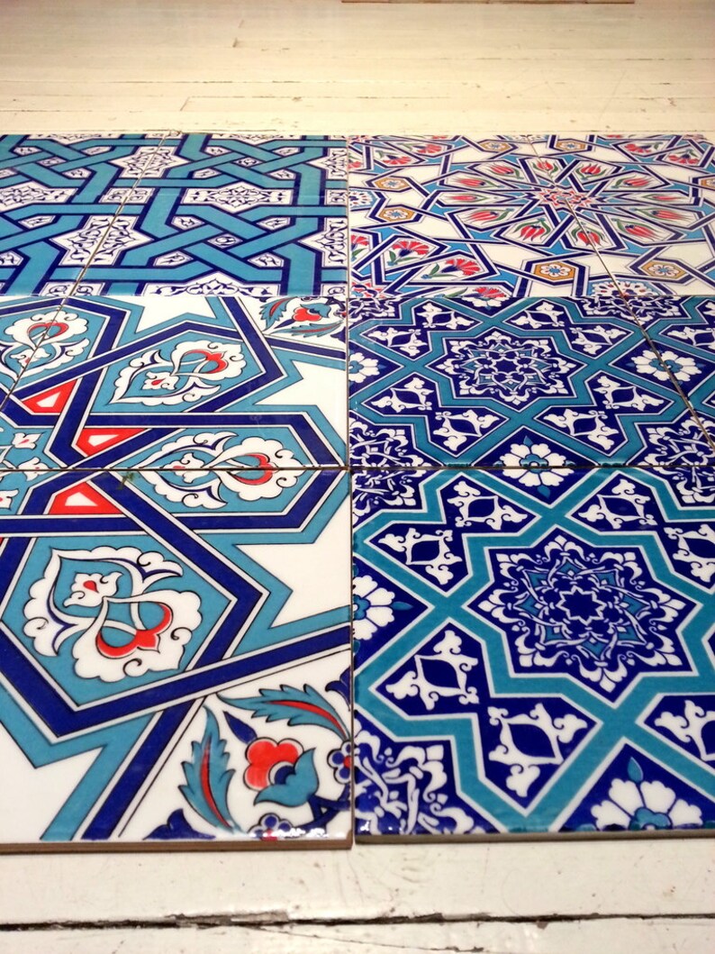 Turkish Tile Set With 16 Pcs and Blue Armony With Colors Total Size ...