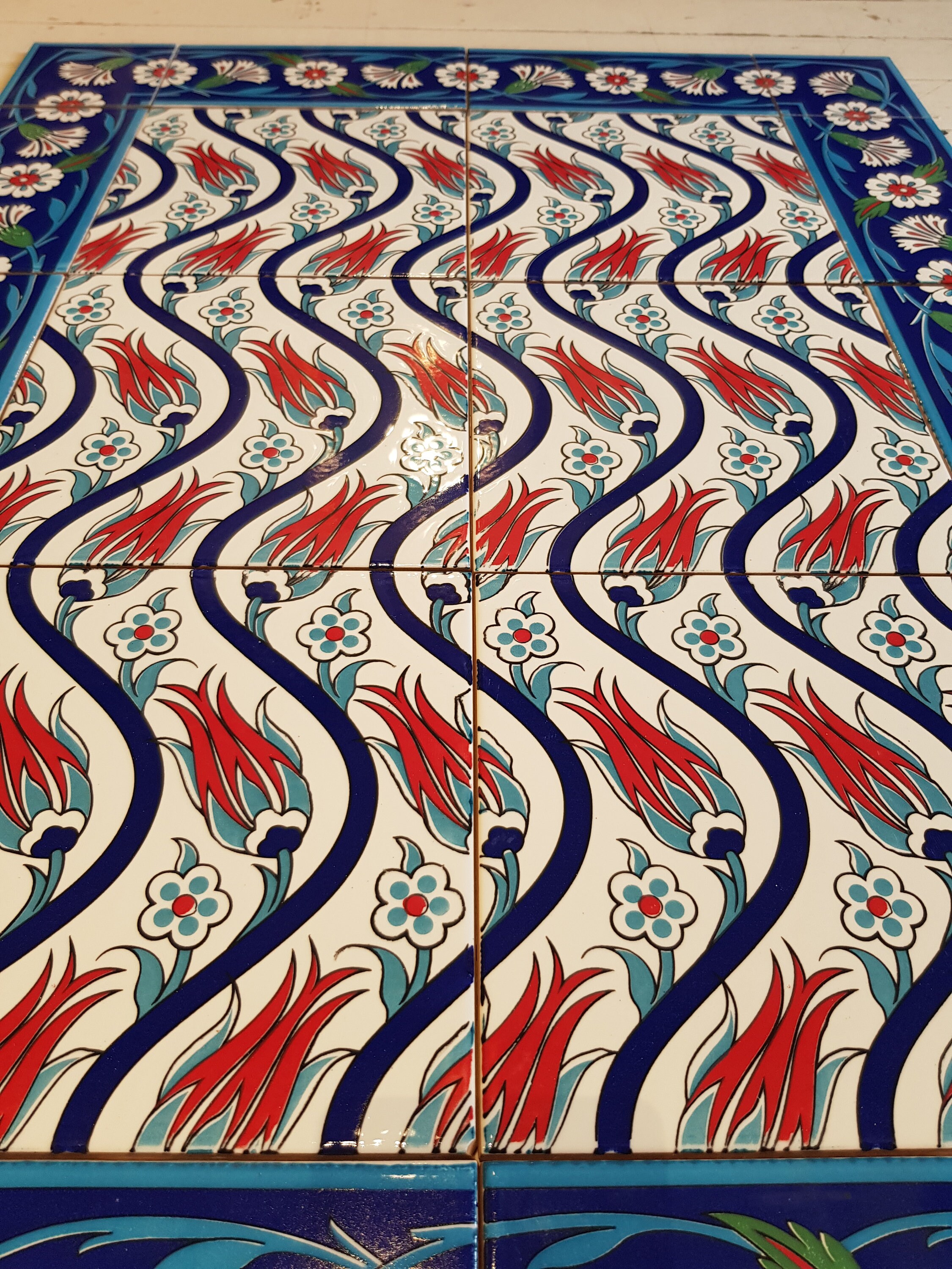 Iznik Tulip Pattern Tile Wall Decor With Border - Etsy