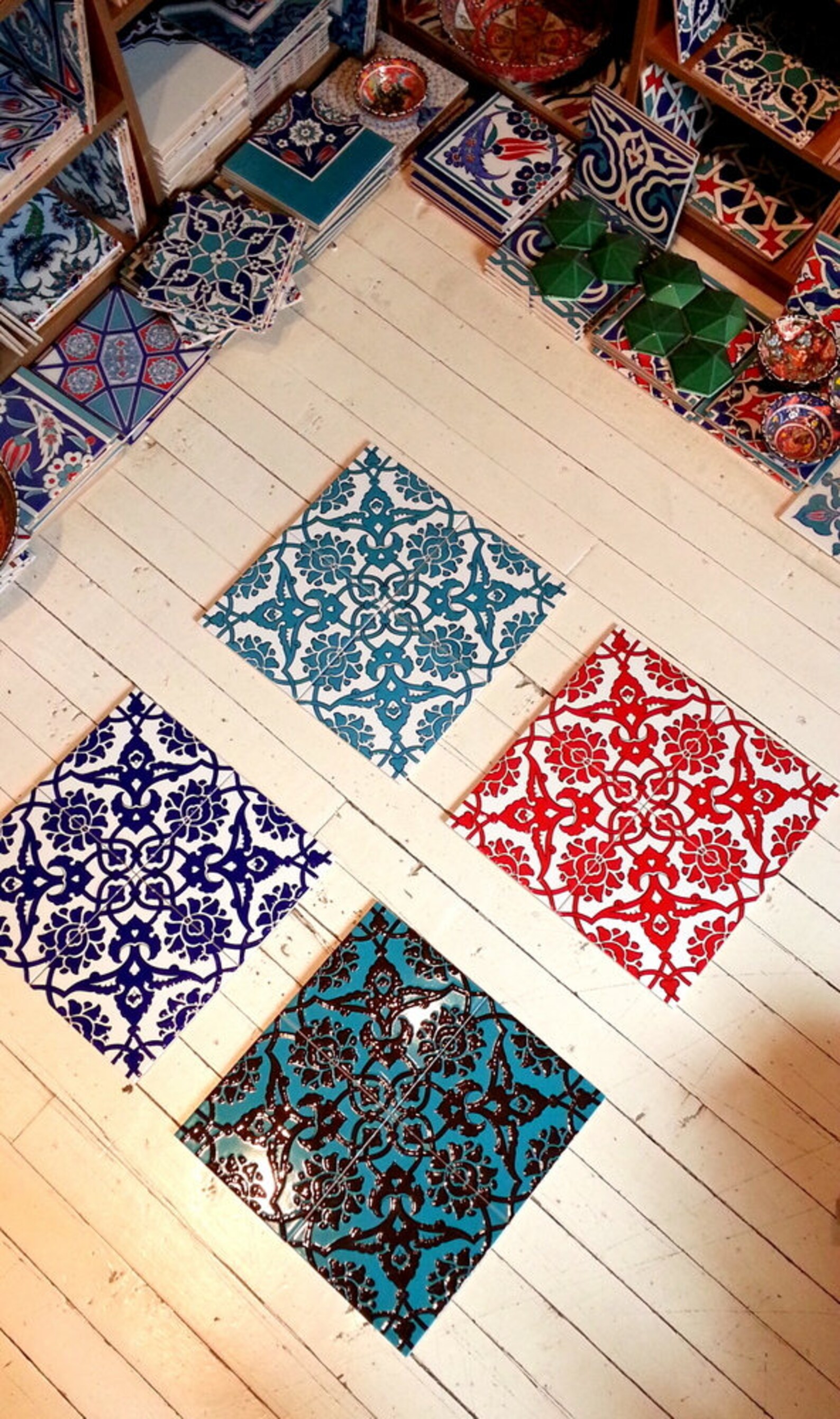 Iznik Tile relief Tile and Handmade Wall Tiles With 16 Pieces Each ...