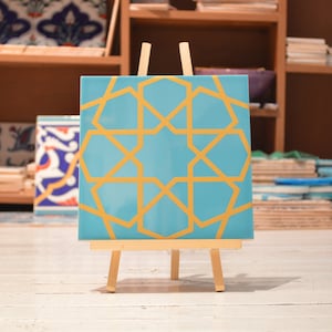 Set of 4 Peices Turkish Seljuk Tile Gold Print Made With Turquoise ...
