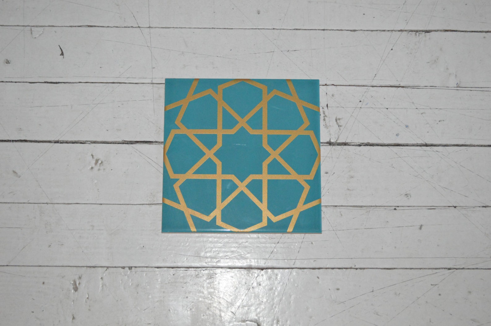 Set of 4 Peices Turkish Seljuk Tile Gold Print Made With - Etsy