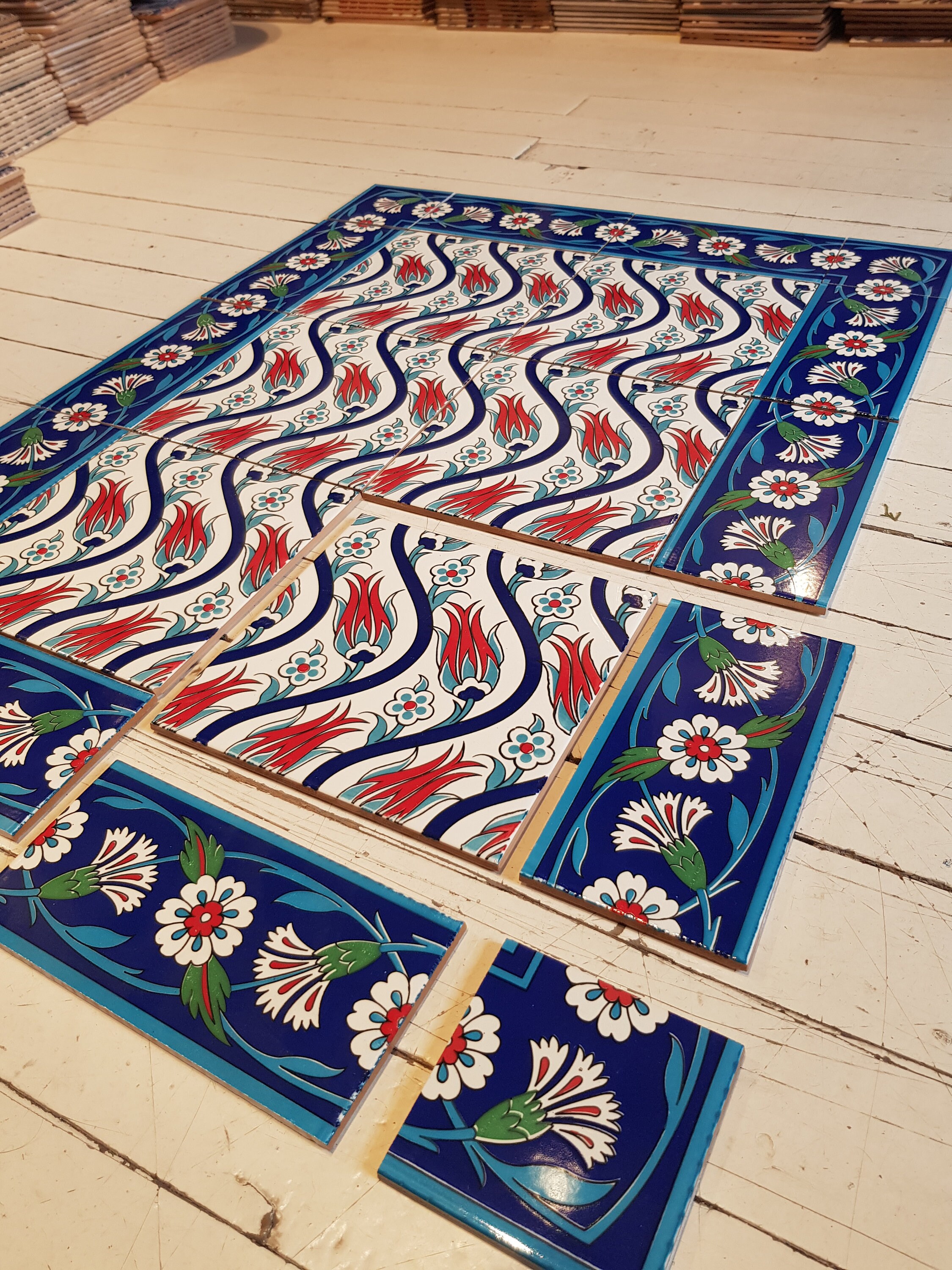 Iznik Tulip Pattern Tile Wall Decor With Border - Etsy