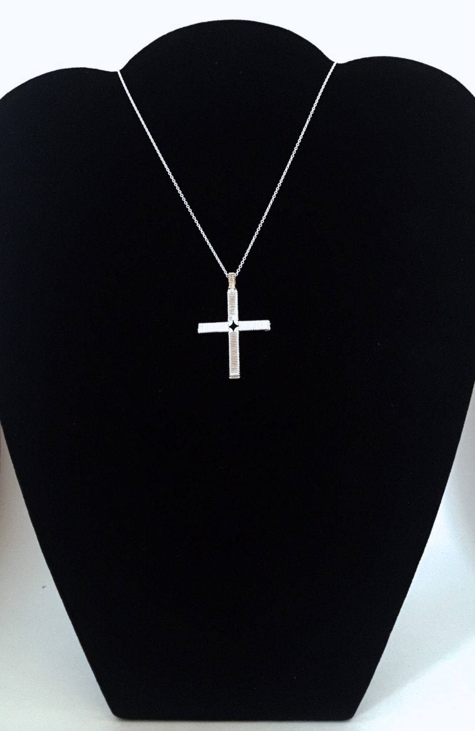 Wire Wrapped Silver Cross Fine Silver and Gold Jewelry Hand | Etsy