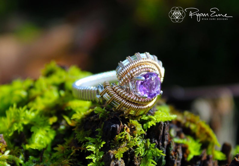 Pulse Gold Amethyst Wire Wrapped Ring | Etsy