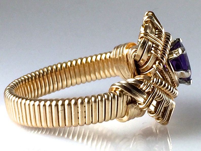 Pulse Gold Amethyst Wire Wrapped Ring | Etsy