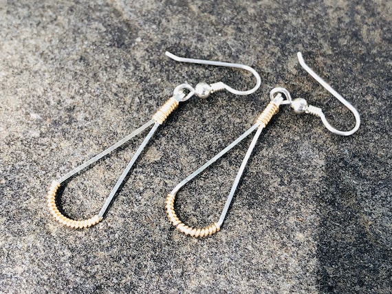 Mini Teardrop Dangle and Drop Wire Wrapped Earrings - Etsy