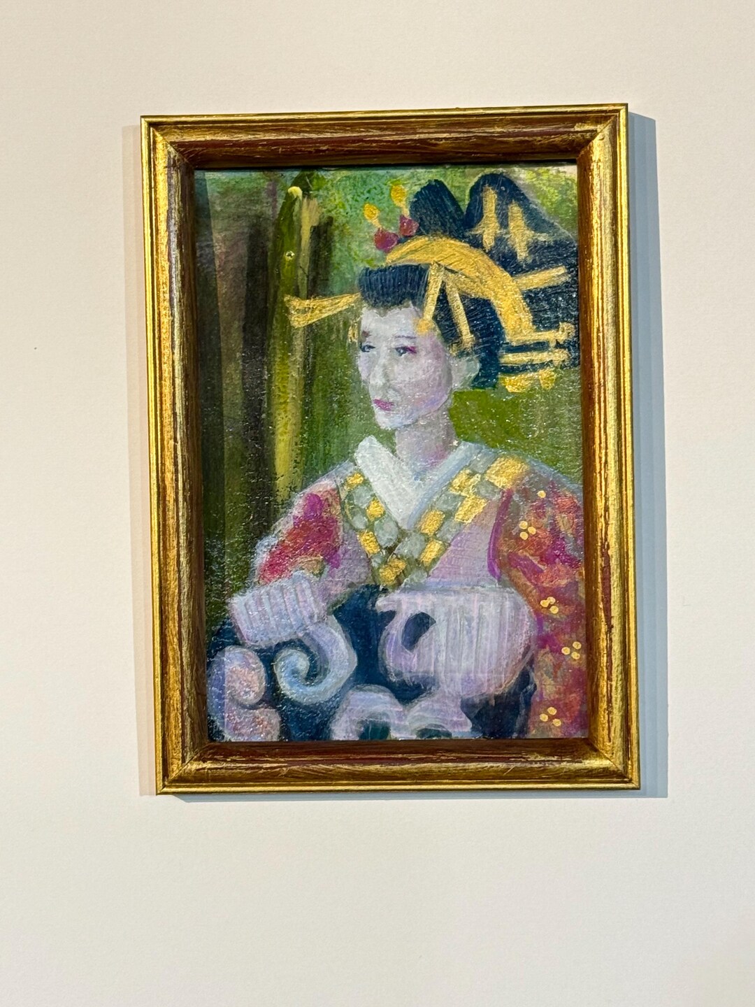 Geisha Miniature Oriental Illustration on Board - Colourful Japandi ...