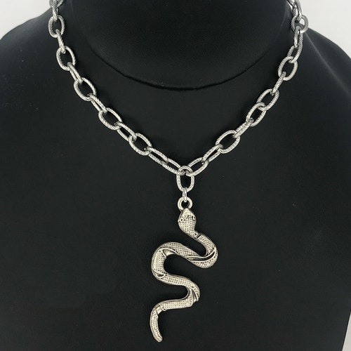 Silver Snake Necklace Choker / Medusa Pendant / Cleopatra - Etsy