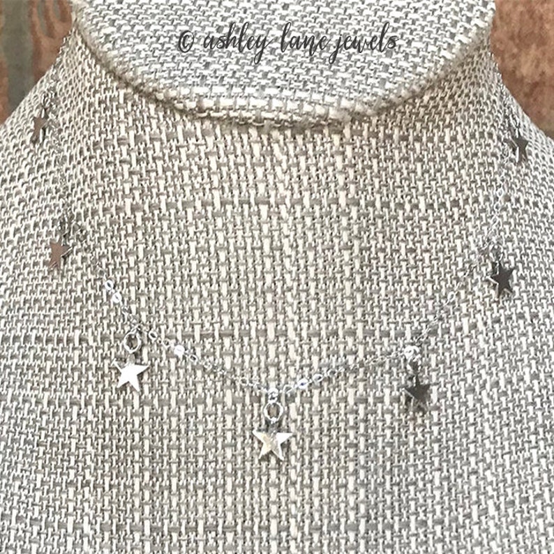 Silver FALLING STARS Necklace * Dangling Star Layering Choker - Etsy