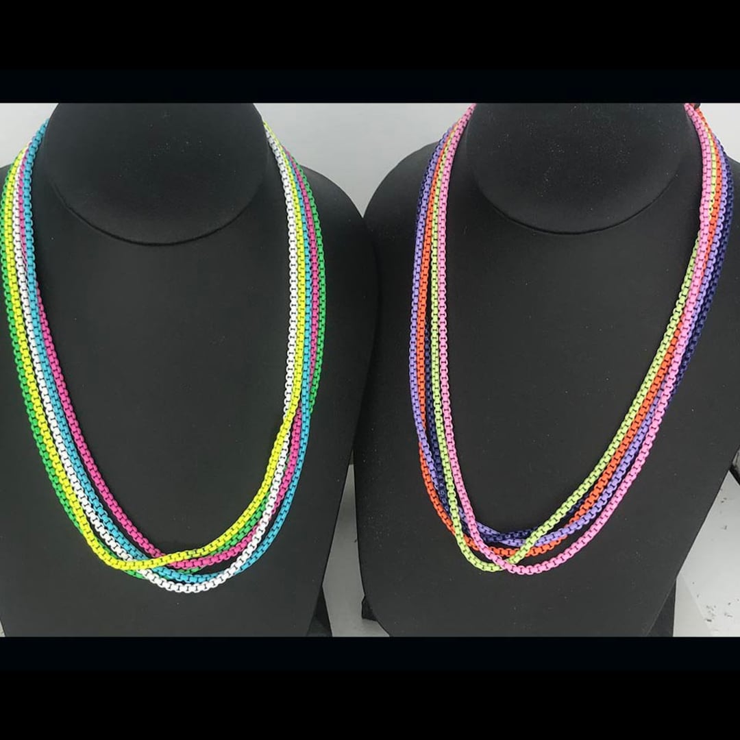 UNCHAINED Necklaces Thin 3mm Colored Enamel Chain Necklaces 19 Colors ...