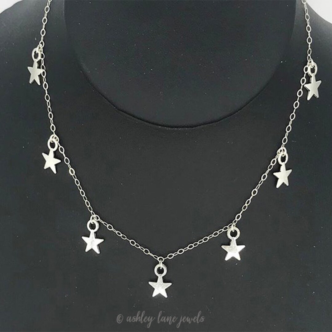 Silver FALLING STARS Silver Star Necklace Sterling Silver Chain ...