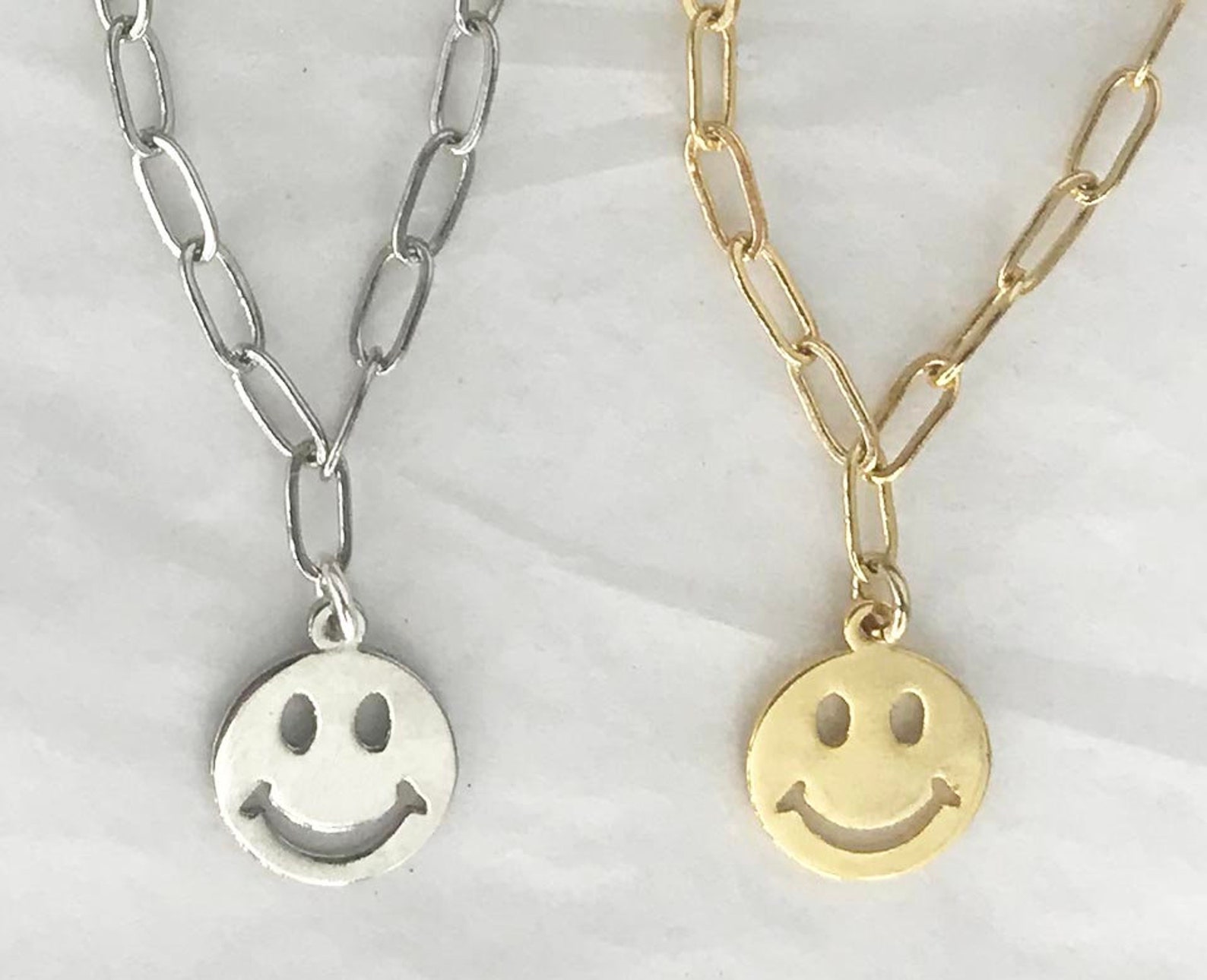 Paperclip SMILEY Happy Face Necklace *gold or Silver Layering Necklace ...