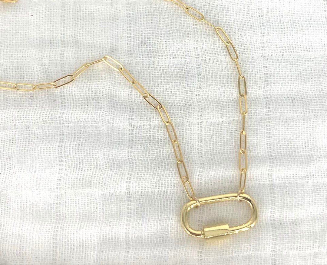 TAYLOR Large Gold Carabiner Paperclip Chain Layering Stacking Stacked ...