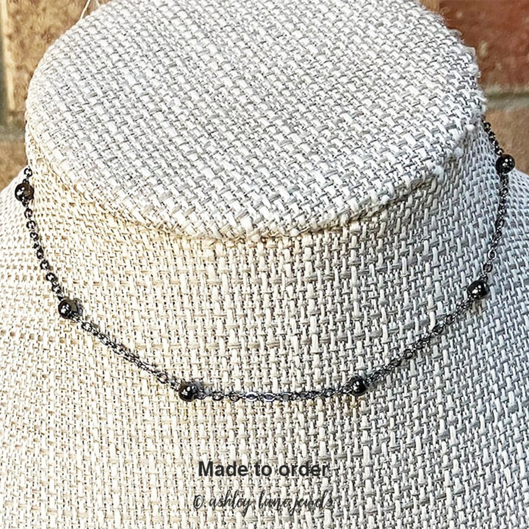 RAVEN Choker Black Satellite Chain Necklace Simple Black Necklace All ...