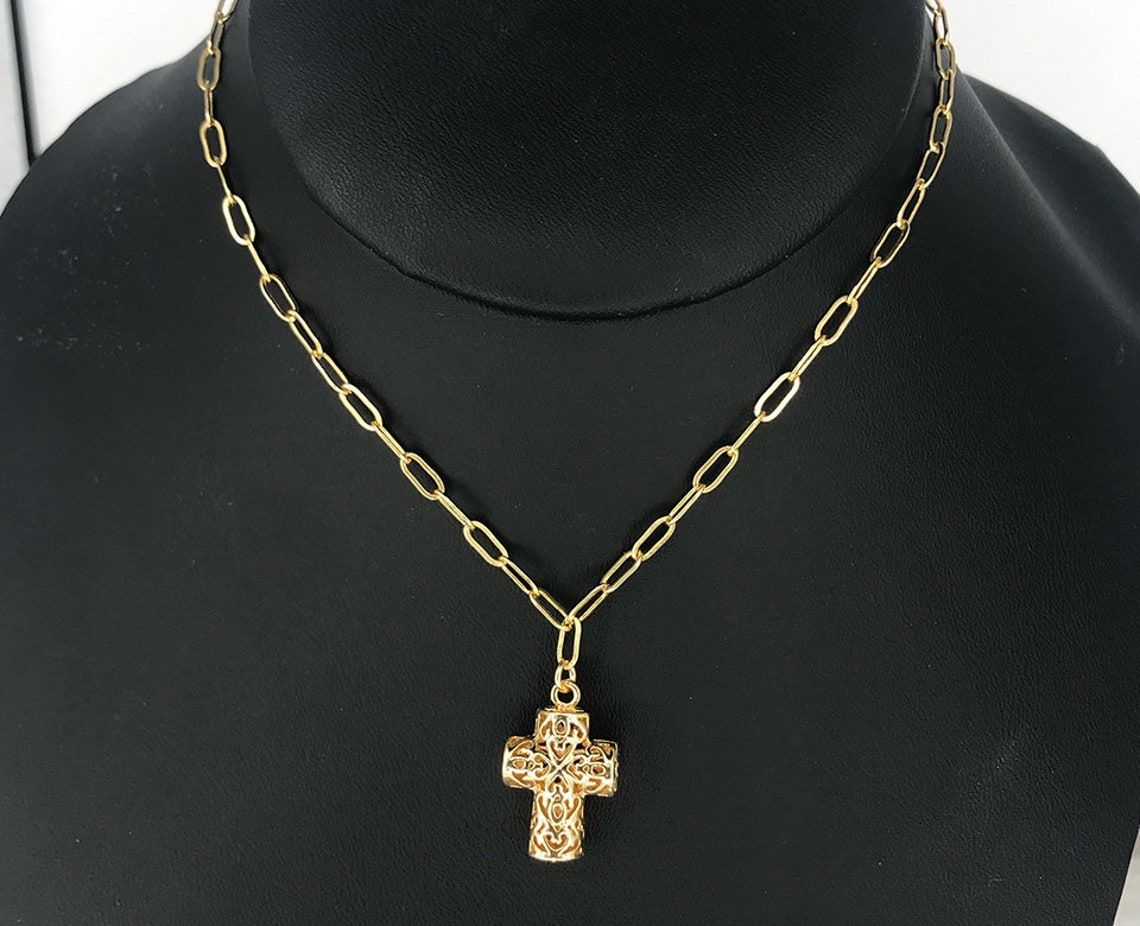 FILIGREE CROSS Necklace Gold CROSS Necklace Simple - Etsy