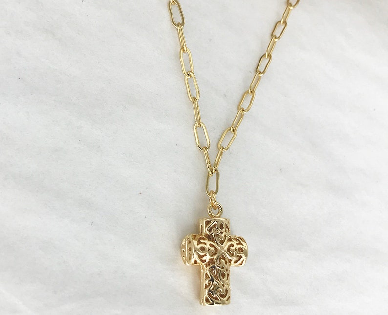 FILIGREE CROSS Necklace Gold CROSS Necklace Simple - Etsy