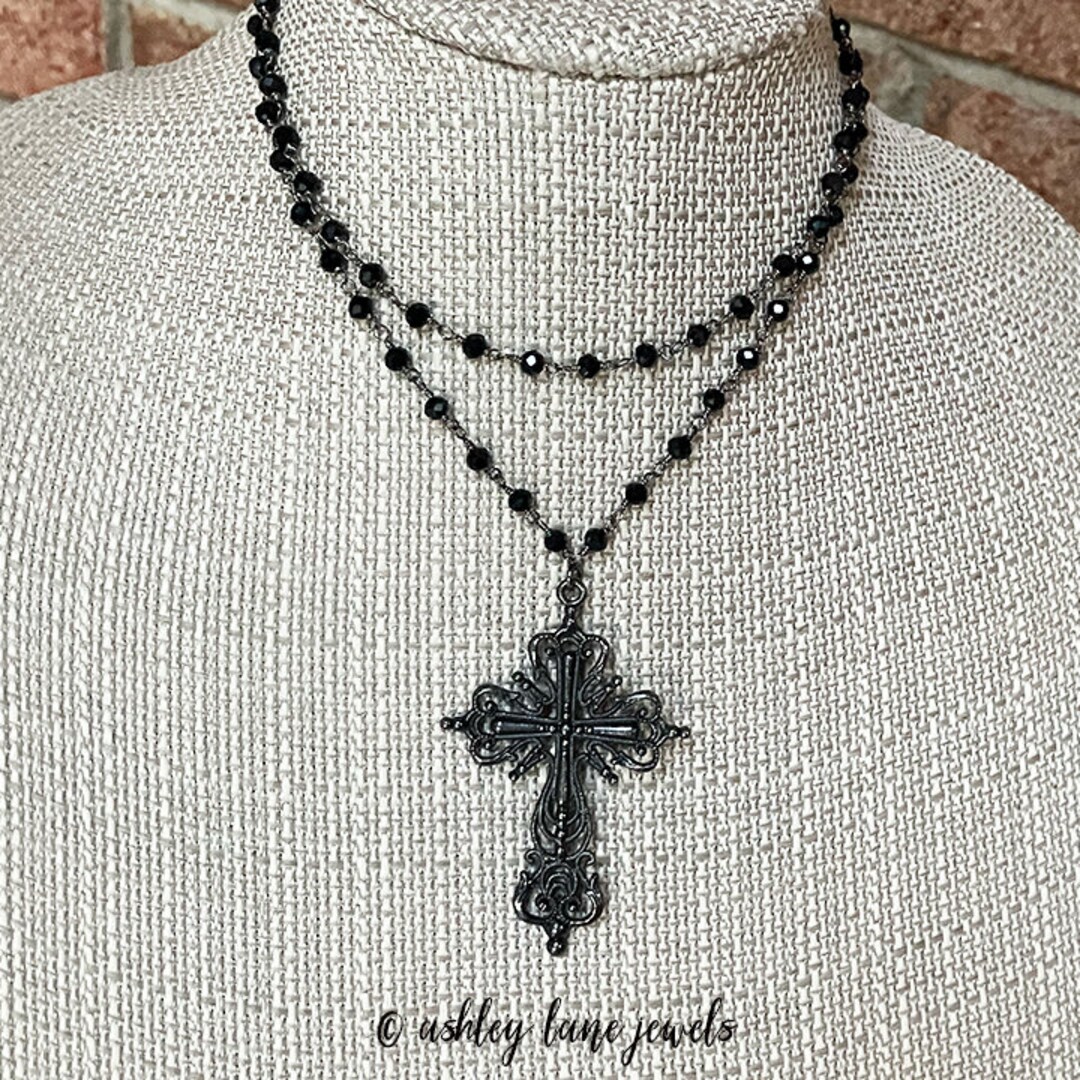 BLACK CROSS STATEMENT Necklace All Black Cross Necklace All Black Cross ...
