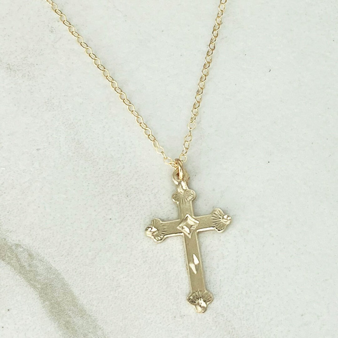 14k Gold Filled GEO CROSS Necklace * Dainty Delicate Simple Religious ...