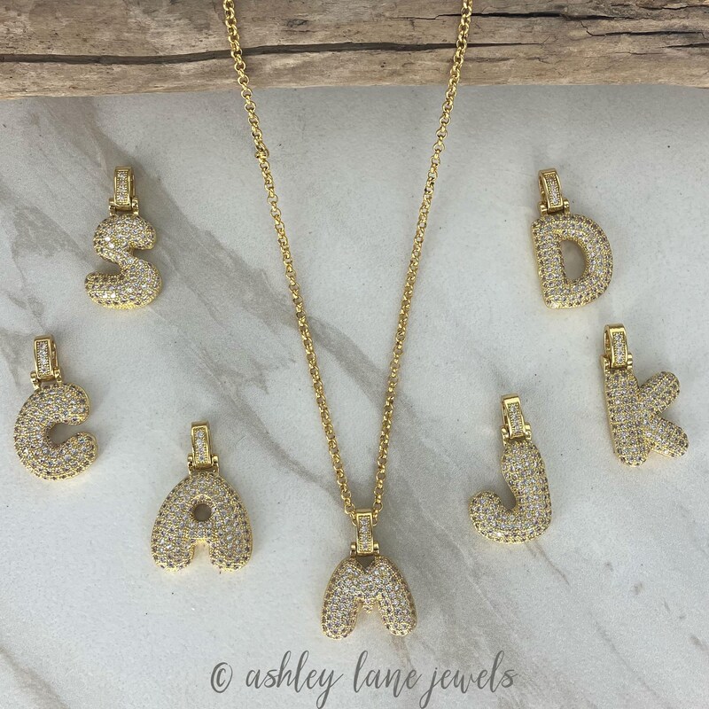 Bubble Initial Necklace - Etsy