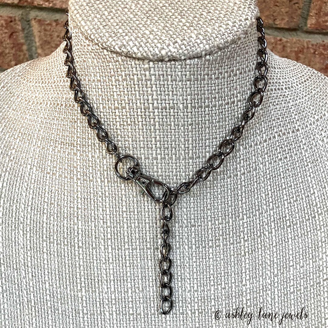 VERSATILE Gunmetal Curb Chain With Swivel Clasp Wear in Front or in ...