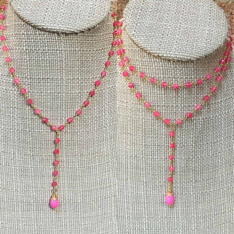 Bright Pink Necklace - Etsy
