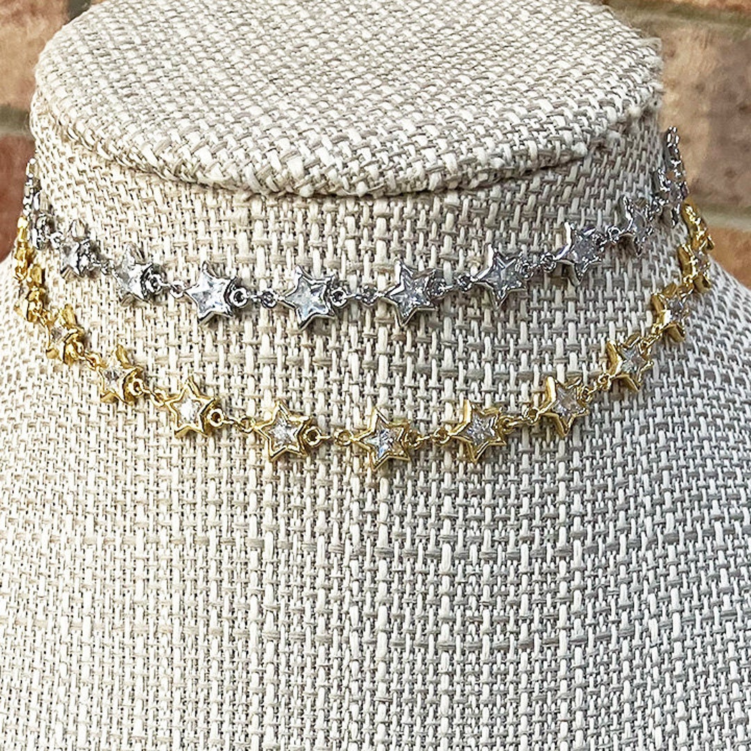 METEOR Star Choker Necklace Silver Star Choker Gold Star Choker Shiny ...
