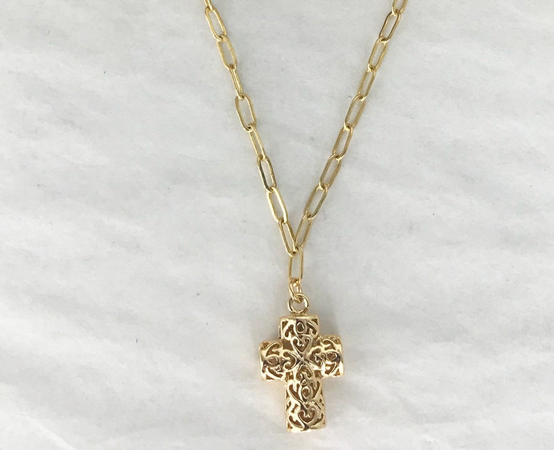 FILIGREE CROSS Necklace Gold CROSS Necklace Simple - Etsy